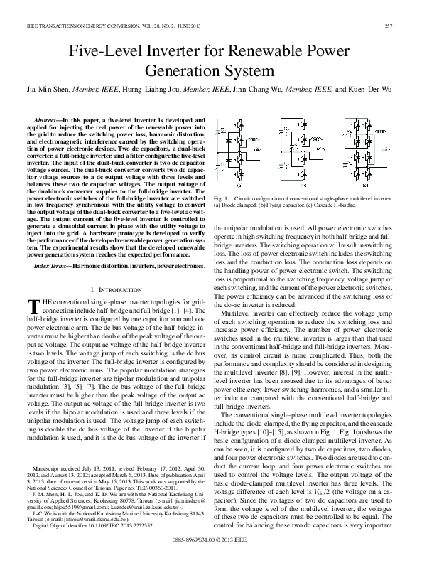 (PDF) Five-Level Inverter for Renewable Power Generation System