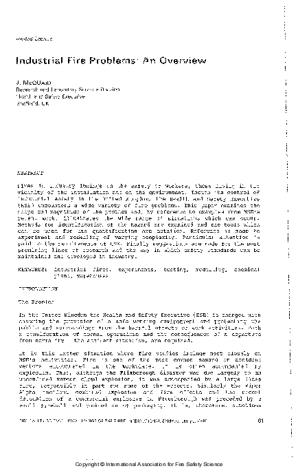 (PDF) Industrial Fire Problems: An Overview