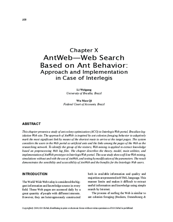 (PDF) Antweb-web search based on ant behavior: Approach and ...
