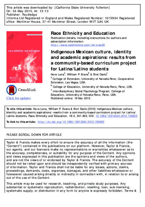 (PDF) Indigenous Mexican culture, identity and academic aspirations ...
