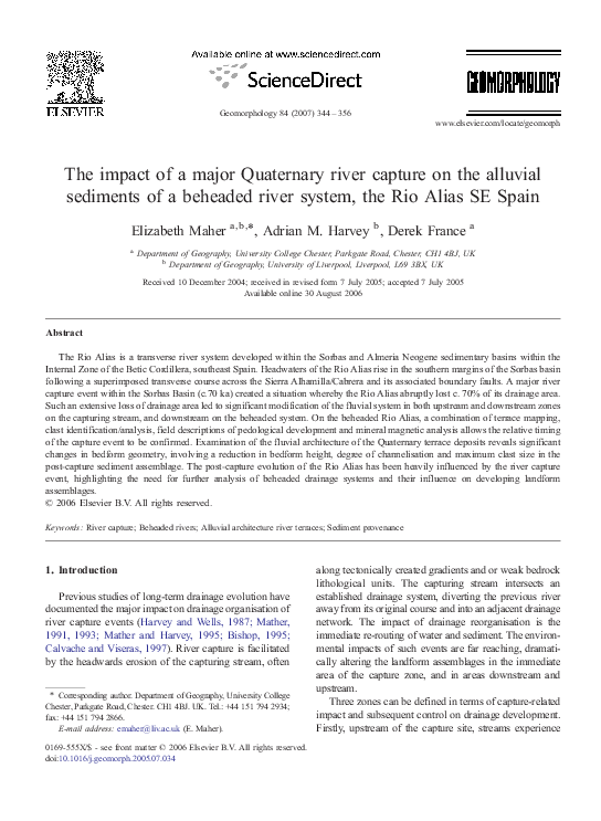 (PDF) The impact of a major Quaternary river capture on the alluvial ...