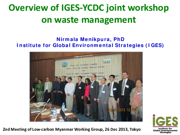 (PDF) Overview of IGES‐YCDC joint workshop on waste management