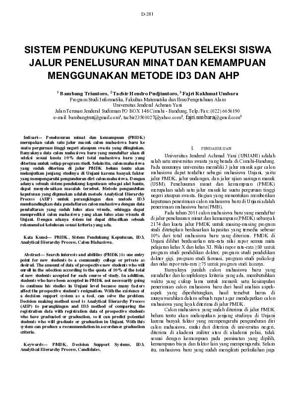 (PDF) Sistem Pendukung Keputusan Seleksi Siswa Jalur Penelusuran Minat Dan Kemampuan Menggunakan ...
