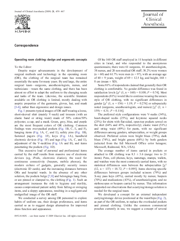(PDF) Operating room clothing: design and ergonomic concepts
