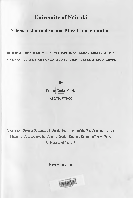 (PDF) The impact of Social media on traditional mass media functions in ...