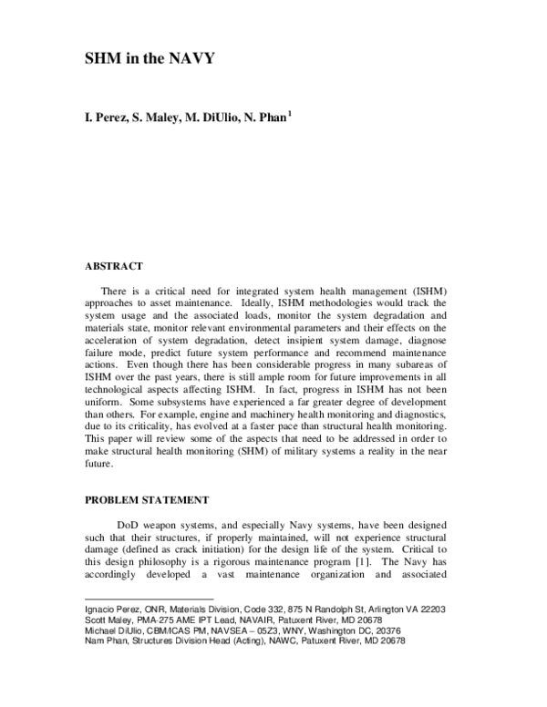 (PDF) Structural Health Management in the NAVY