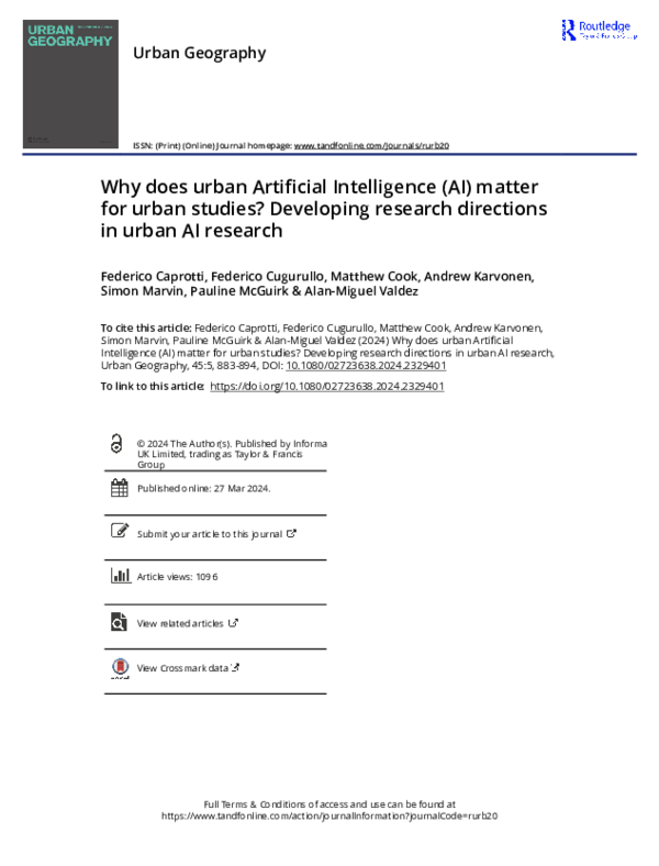 (PDF) Why does urban Artificial Intelligence (AI) matter for urban studies? Developing research ...
