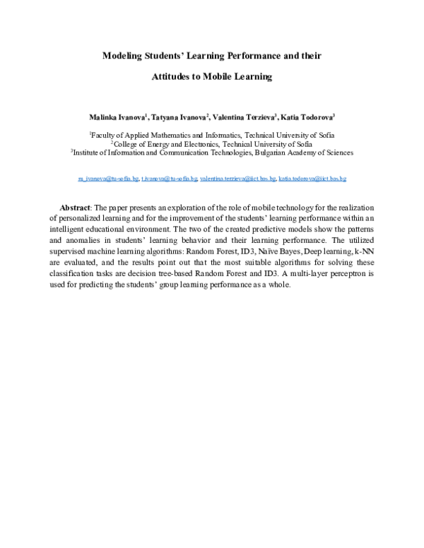 (PDF) Modeling Students’ Learning Performance and Their Attitudes to Mobile Learning