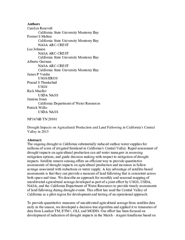 (PDF) Drought Impacts on Agricultural Production and Land Fallowing in ...