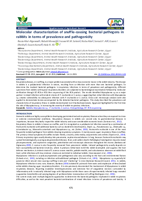 (PDF) Molecular characterization of snuffle-causing bacterial pathogens ...