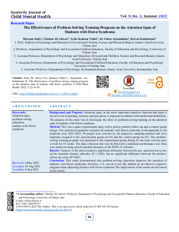 (PDF) The Effectiveness of Problem Solving Training Program on the ...