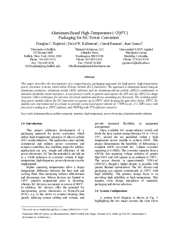(PDF) Aluminum-Based High-Temperature (> 200 C) Packaging for SiC Power ...