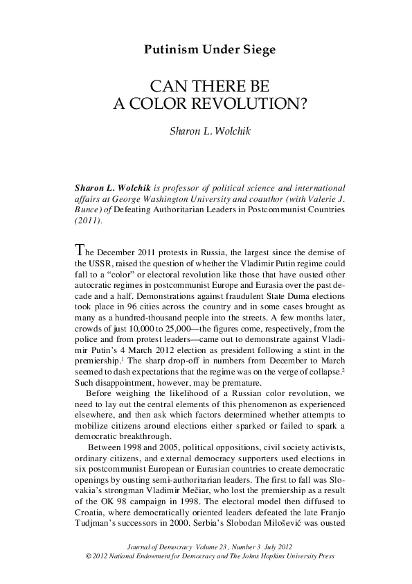 (PDF) Can There Be a Color Revolution?