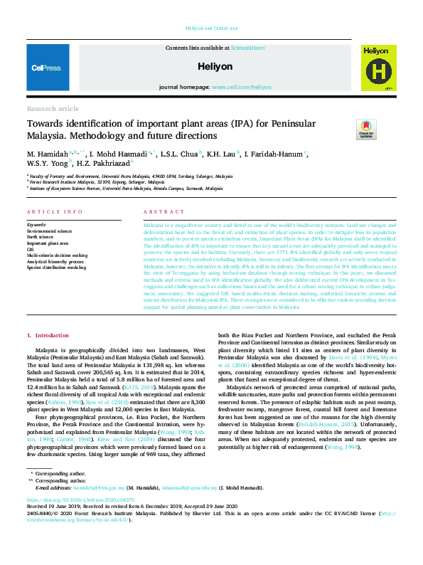 (PDF) Towards identification of important plant areas (IPA) for ...