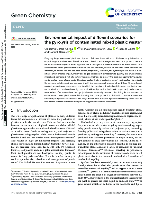 (PDF) Environmental impact of different scenarios for the pyrolysis of ...