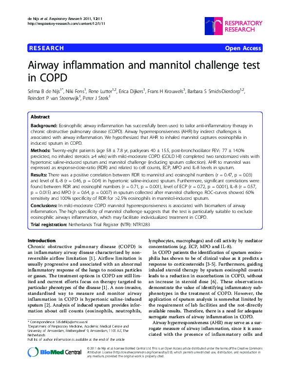 (PDF) Airway inflammation and mannitol challenge test in COPD