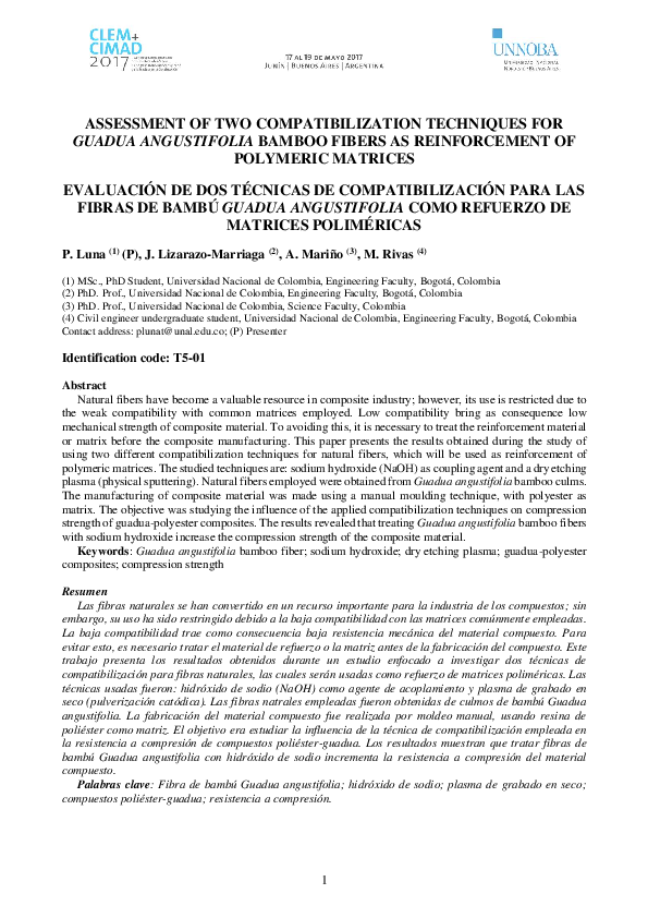 (PDF) Assessment of Two Compatibilization Techniques for Guadua ...