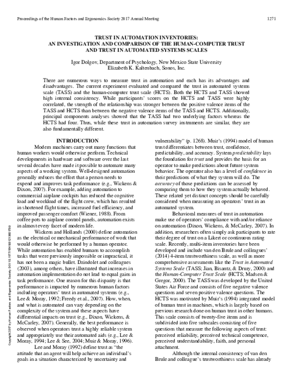 (PDF) Trust in Automation Inventories: An Investigation and Comparison ...