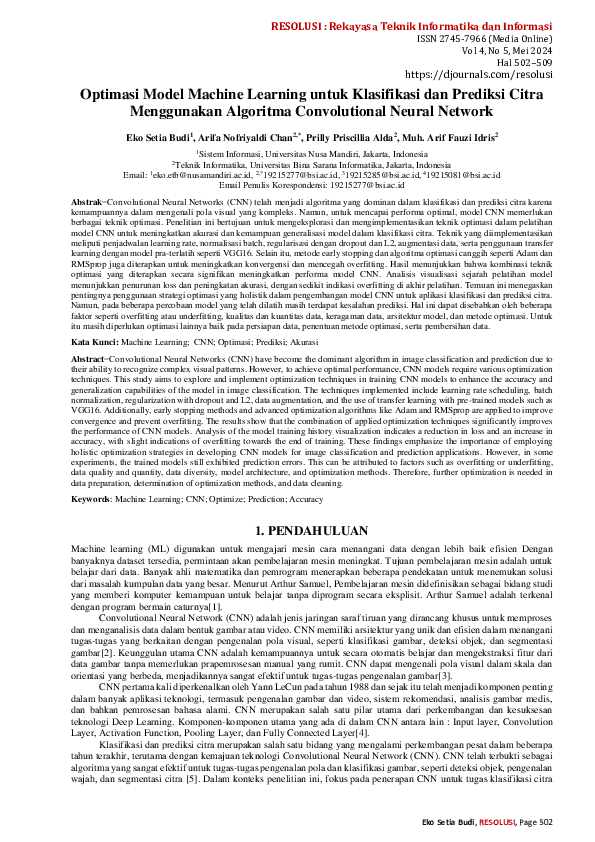 (PDF) Optimasi Model Machine Learning untuk Klasifikasi dan Prediksi ...