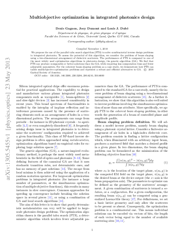 (PDF) Multiobjective optimization in integrated photonics design
