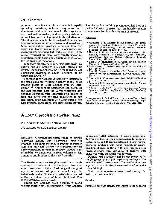 (PDF) A normal paediatric amylase range