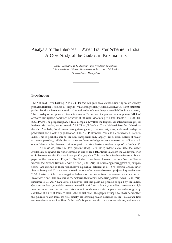 (PDF) Hydrological and environmental issues of interbasin water ...