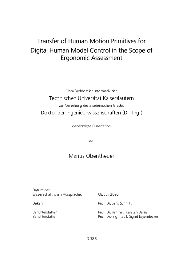 (PDF) Transfer of Human Motion Primitives for Digital Human Model ...