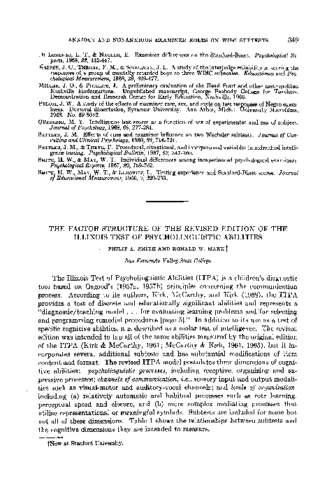 (PDF) The factor structure of the revised edition of the Illinois test ...