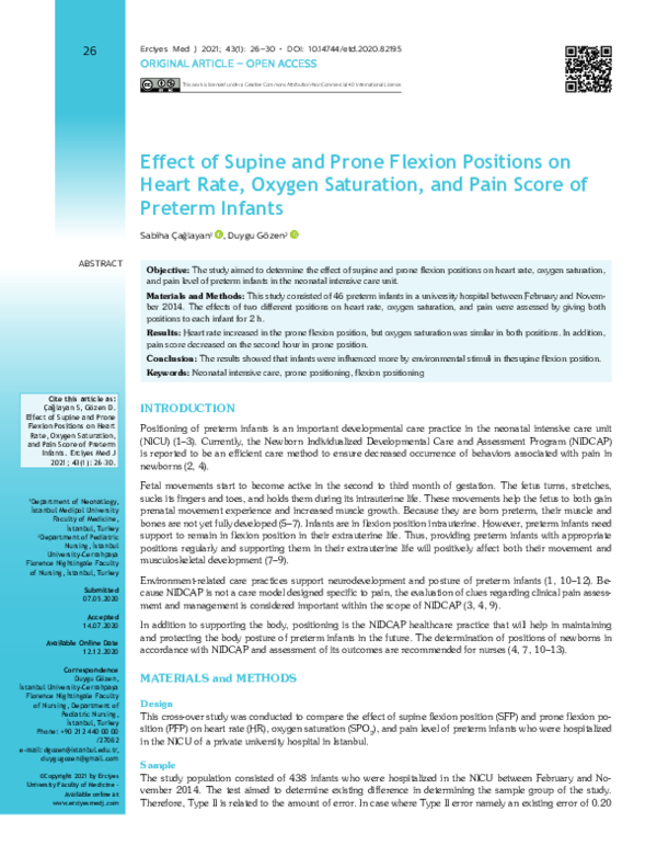 (PDF) Effect of Supine and Prone Flexion Position on Heart Rate, Oxygen ...