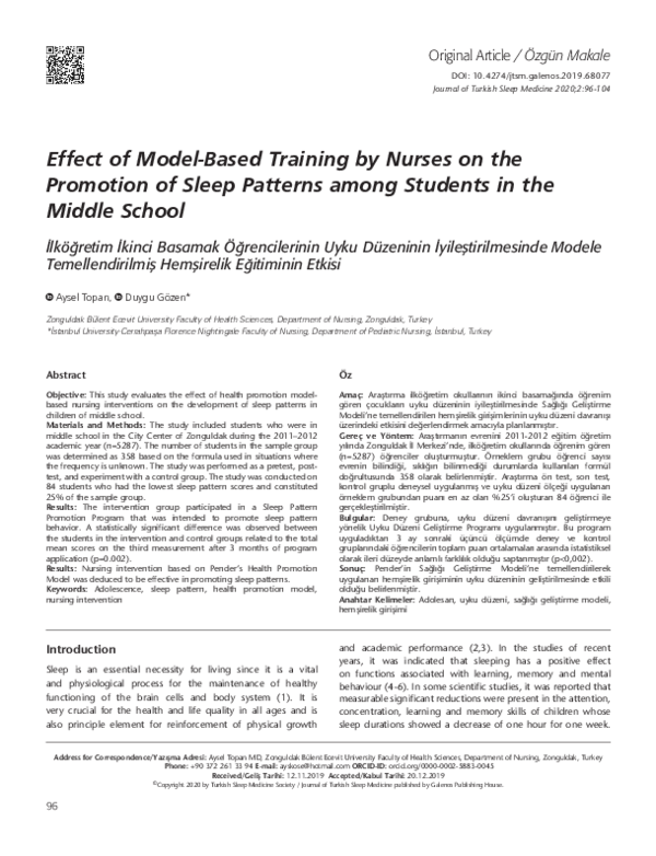 (PDF) Effect of Model-Based Training by Nurses on the Promotion of ...