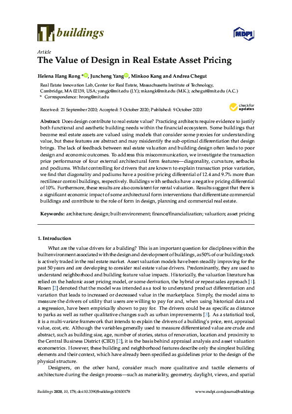 (PDF) The Value of Design in Real Estate Asset Pricing