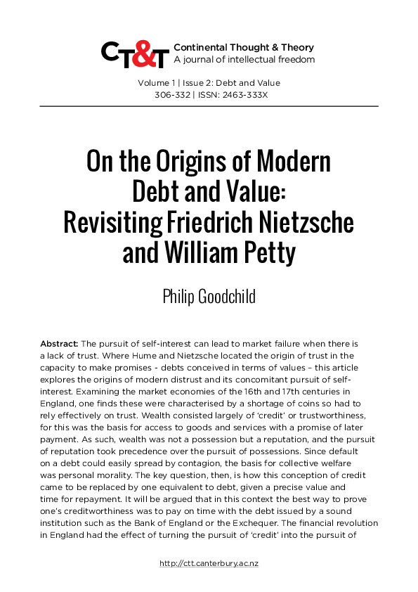 (PDF) On the Origins of Modern Debt and Value: Revisiting Friedrich ...