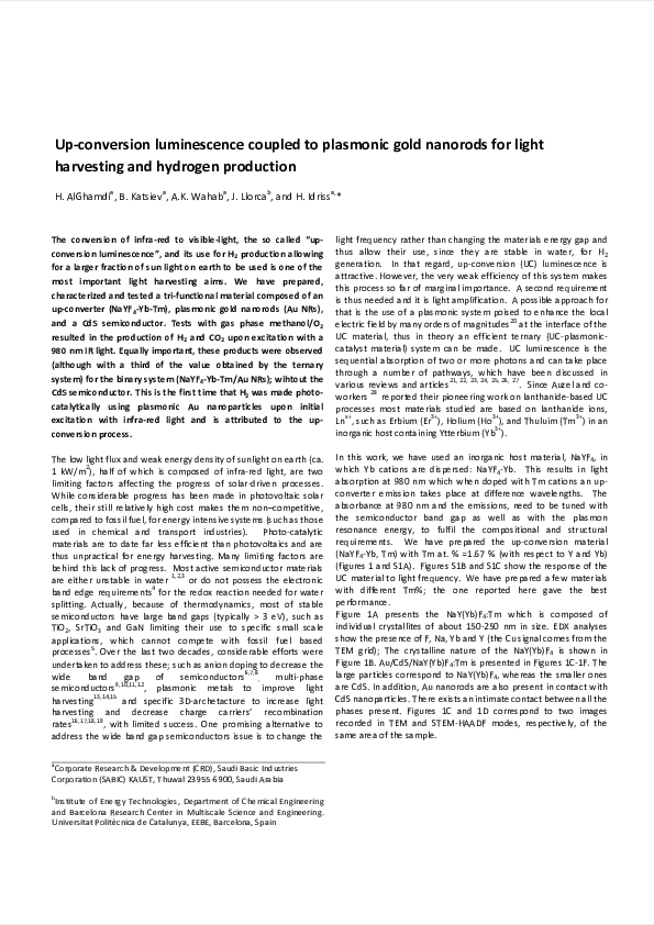 (PDF) Up-conversion luminescence coupled to plasmonic gold nanorods for ...