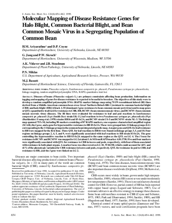 (PDF) Molecular Mapping of Disease Resistance Genes for Halo Blight ...