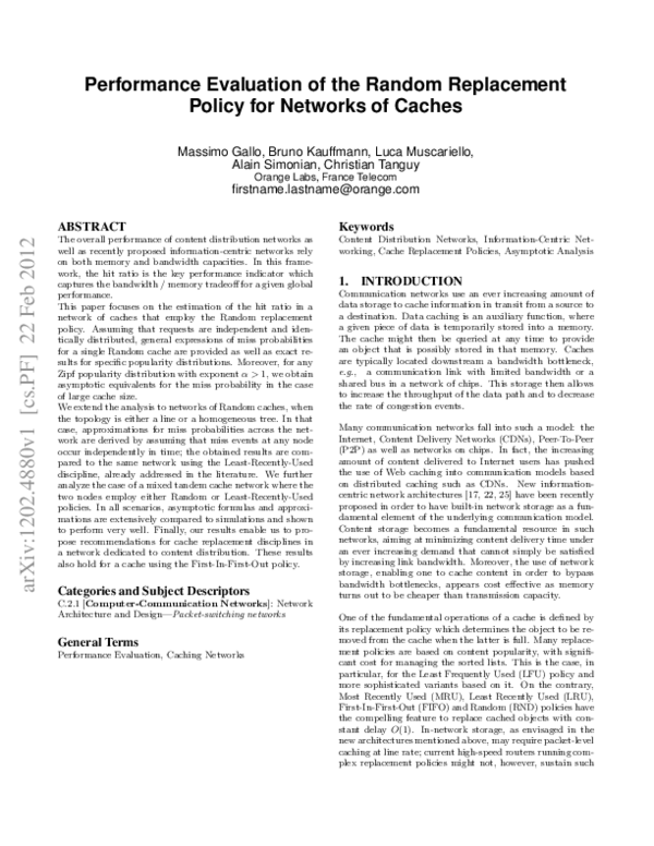 (PDF) Performance evaluation of the random replacement policy for ...