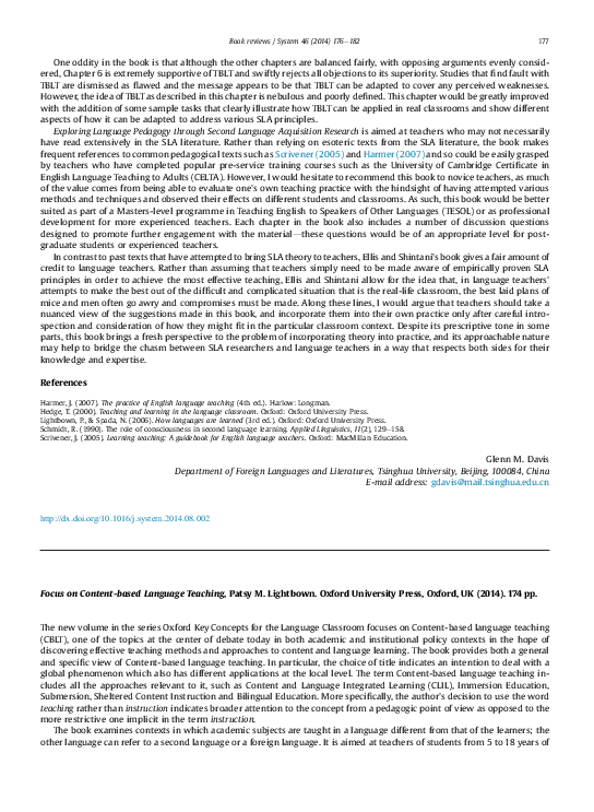 (PDF) Focus on Content Based Language Teaching