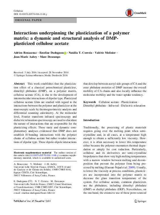 (PDF) Interactions underpinning the plasticization of a polymer matrix ...