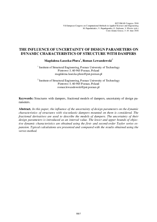 (PDF) The Influence of Uncertainty of Design Parameters on Dynamic ...