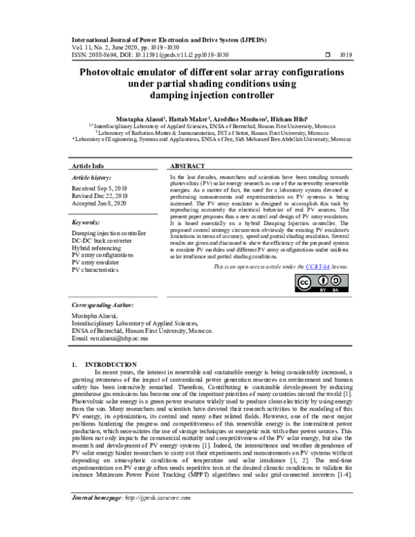Pdf Photovoltaic Emulator Of Different Solar Array Configurations