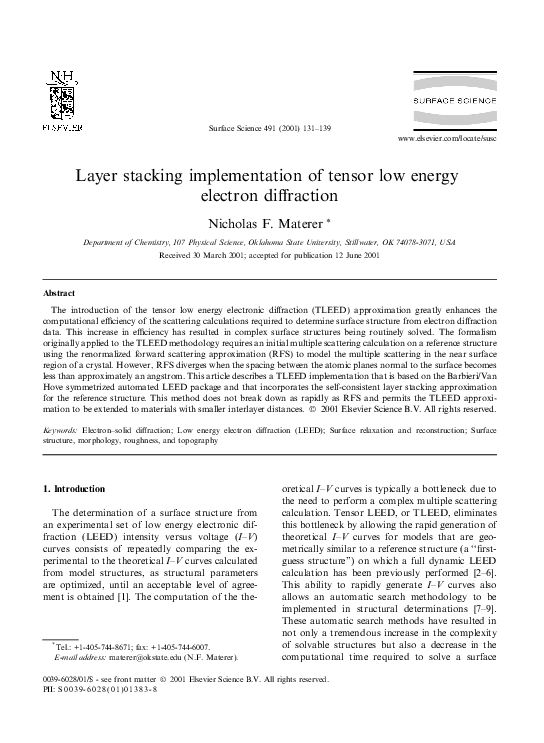 (PDF) Layer stacking implementation of tensor low energy electron diffraction