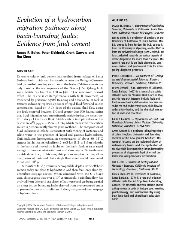 (PDF) Evolution of a hydrocarbon migration pathway along basin-bounding faults: Evidence from ...