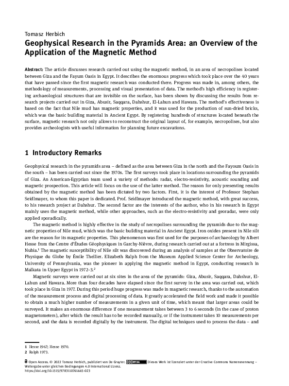 (PDF) Geophysical Research in the Pyramids Area: an Overview of the ...