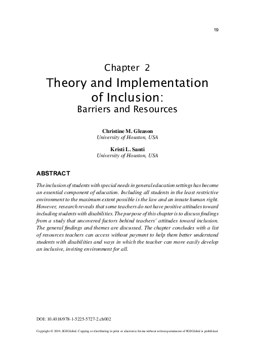 (PDF) Theory and Implementation of Inclusion