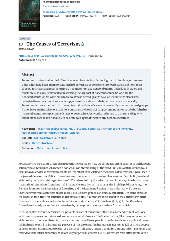 (PDF) The Causes of Terrorism