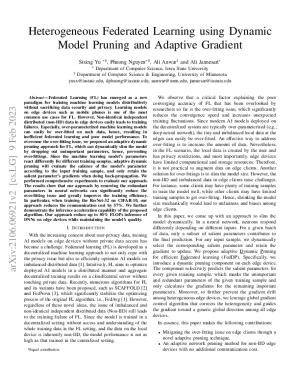 (PDF) Heterogeneous Federated Learning using Dynamic Model Pruning and ...
