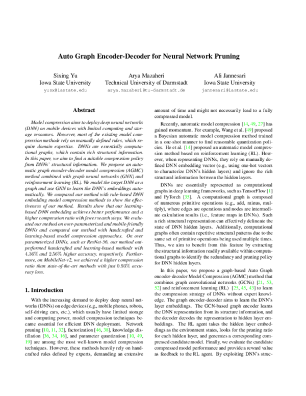 (PDF) Auto Graph Encoder-Decoder for Neural Network Pruning