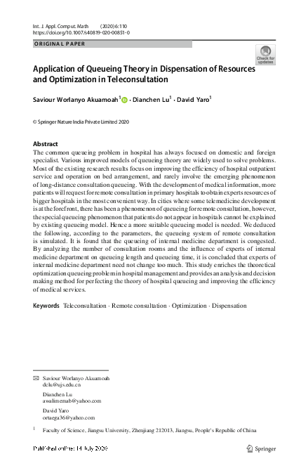 (PDF) Application of Queueing Theory in Dispensation of Resources and Optimization in ...