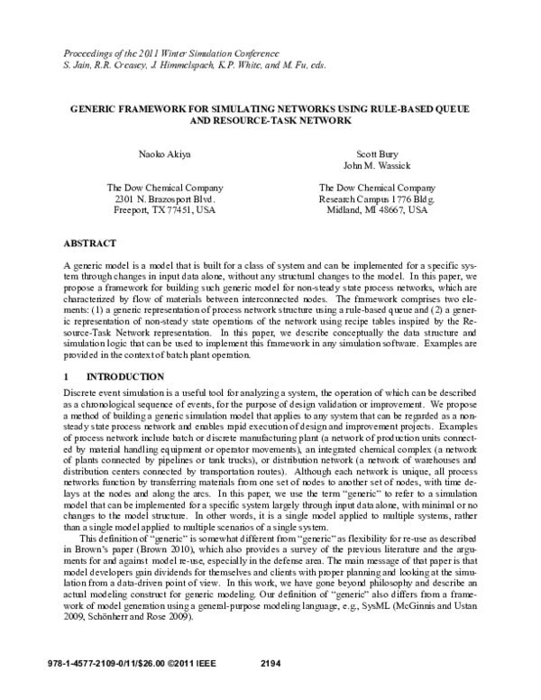 (PDF) Generic framework for simulating networks using rule-based queue and Resource-Task Network