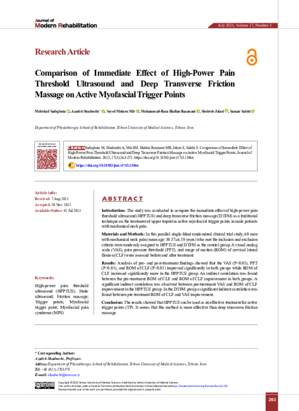 (PDF) Comparison of Immediate Effect of High-power Pain Threshold ...