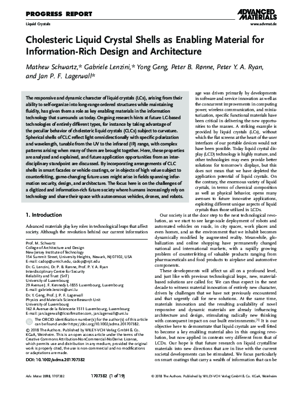 (PDF) Cholesteric Liquid Crystal Shells as Enabling Material for ...